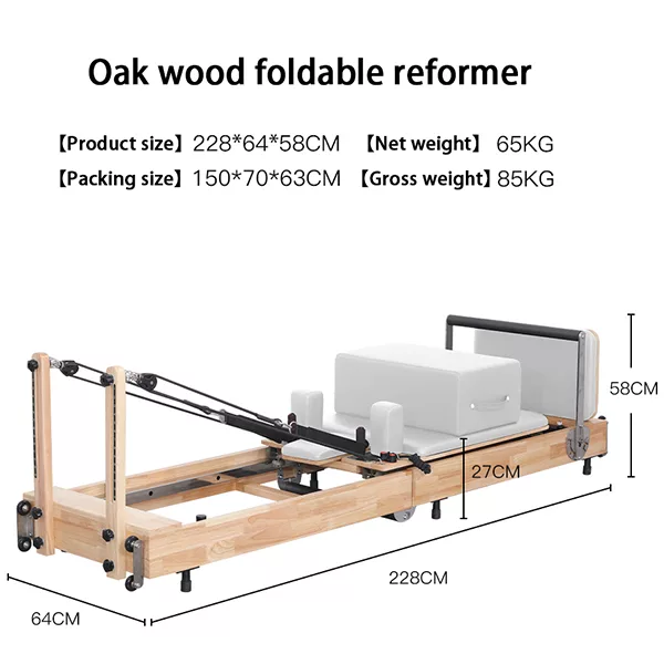 Oak Wood Foldable Pilates Reformer for Compact Studio Use – Bilinkpilates